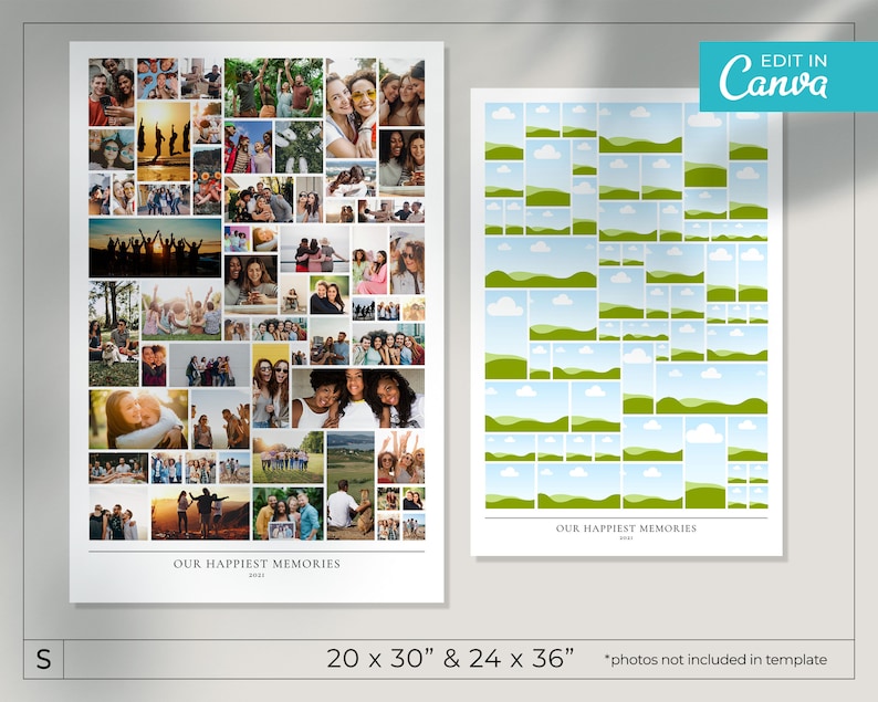 Large Photo Collage Template / Editable Photo Grid / - Etsy