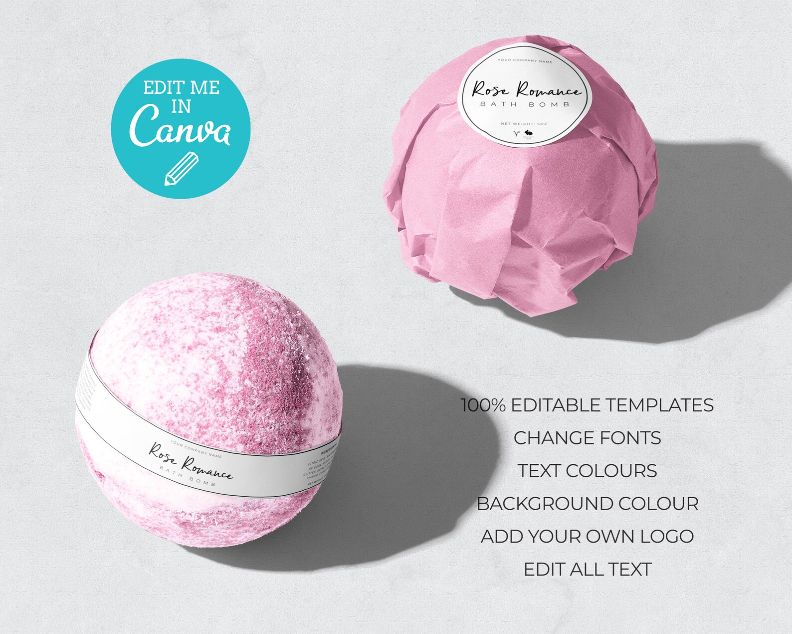 Black & White Bath Bomb Label Template / Editable Label | Etsy