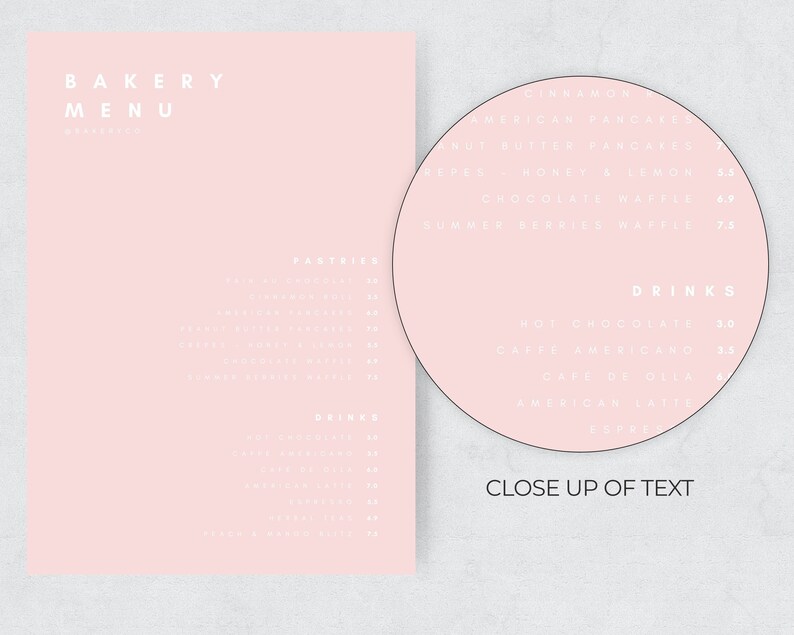 Minimalist Bakery Menu Template for Small Bakeries / Editable in Canva ...