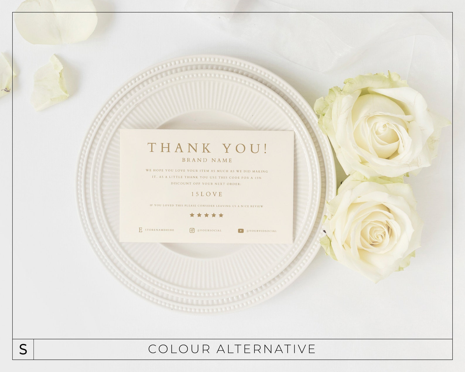 Gold Thank You Card Template Canva / Editable Thankyou Card - Etsy