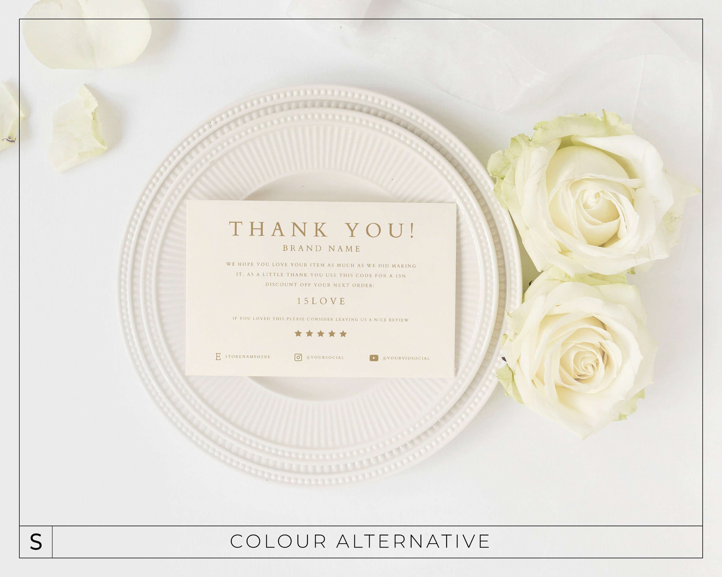 Gold Thank You Card Template Canva / Editable Thankyou Card - Etsy