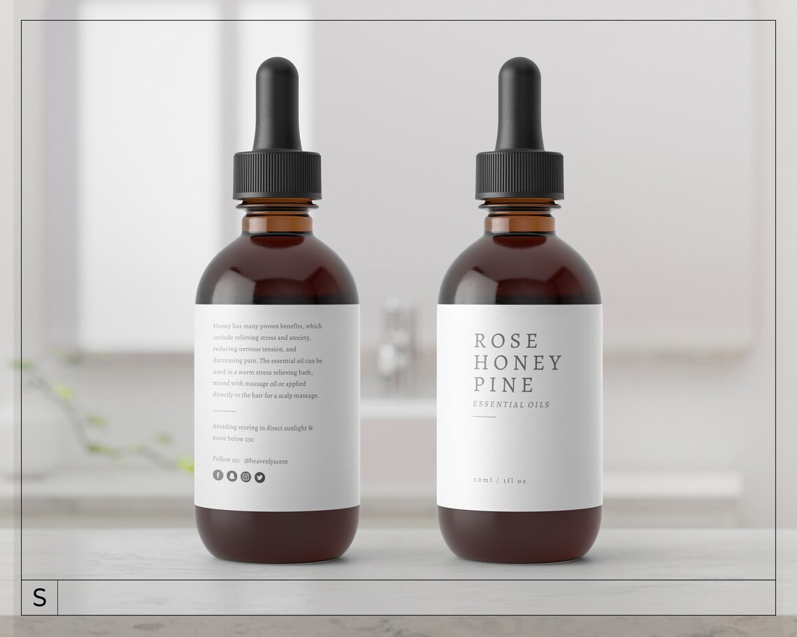Editable Essential Oil Label Template / Simple Dropper Bottle - Etsy