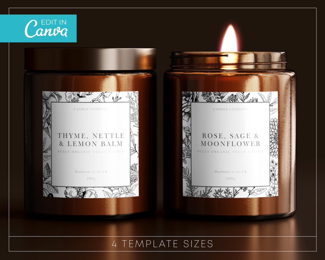 Illustrated Candle Label Template / Elegant Candle Labels / Illustrated ...