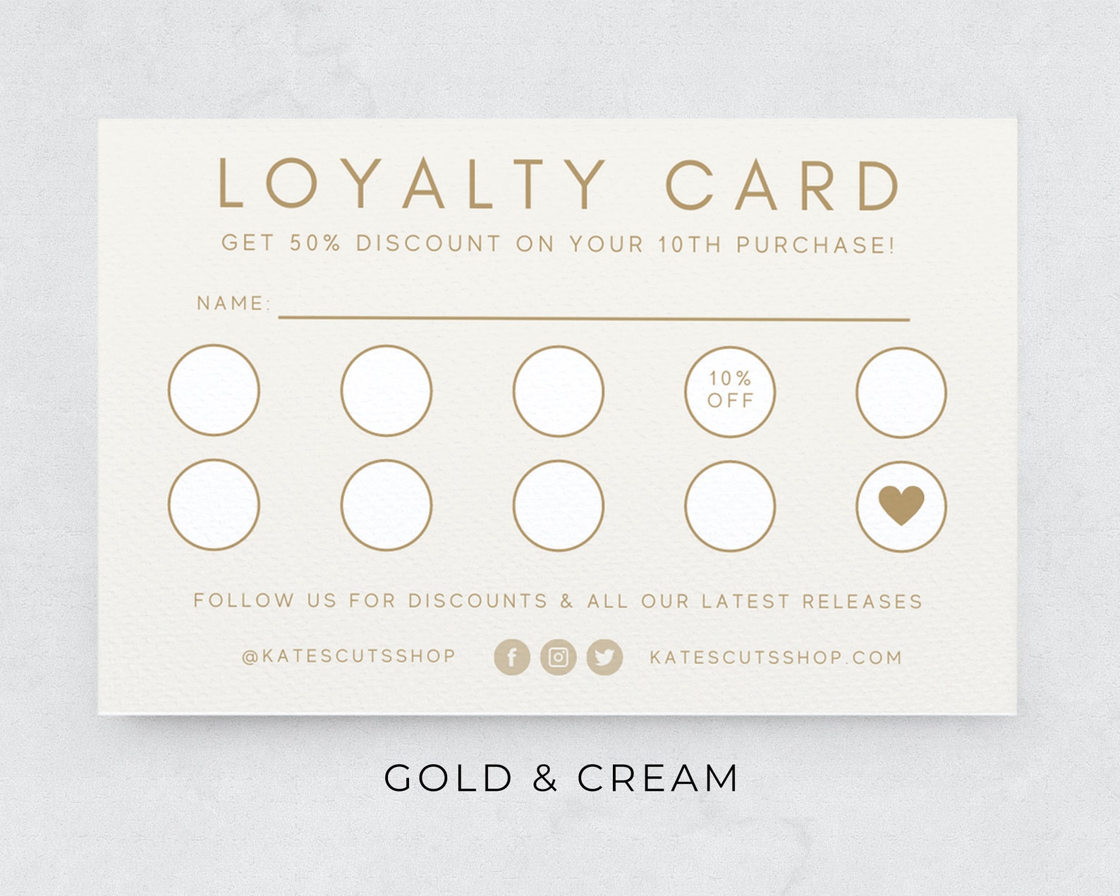 Minimalist Gold Loyalty Card Template / Editable Rewards Card - Etsy
