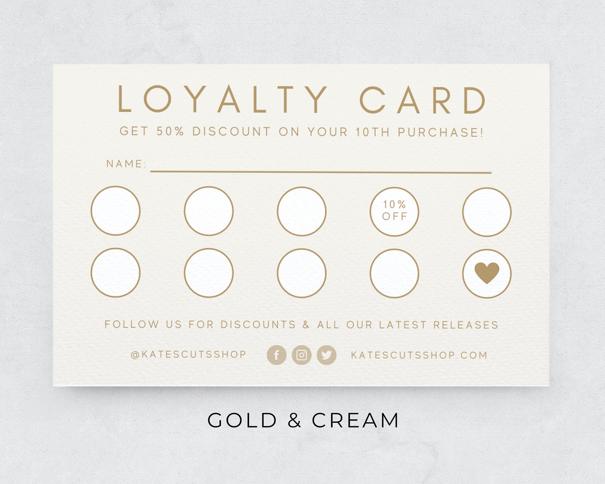 Minimalist Gold Loyalty Card Template / Editable Rewards Card - Etsy