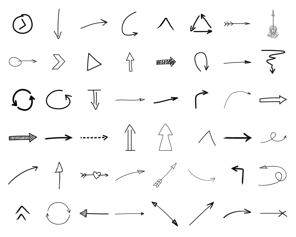100 Hand Drawn Arrows // Arrow Doodles // Tribal Arrow // | Etsy
