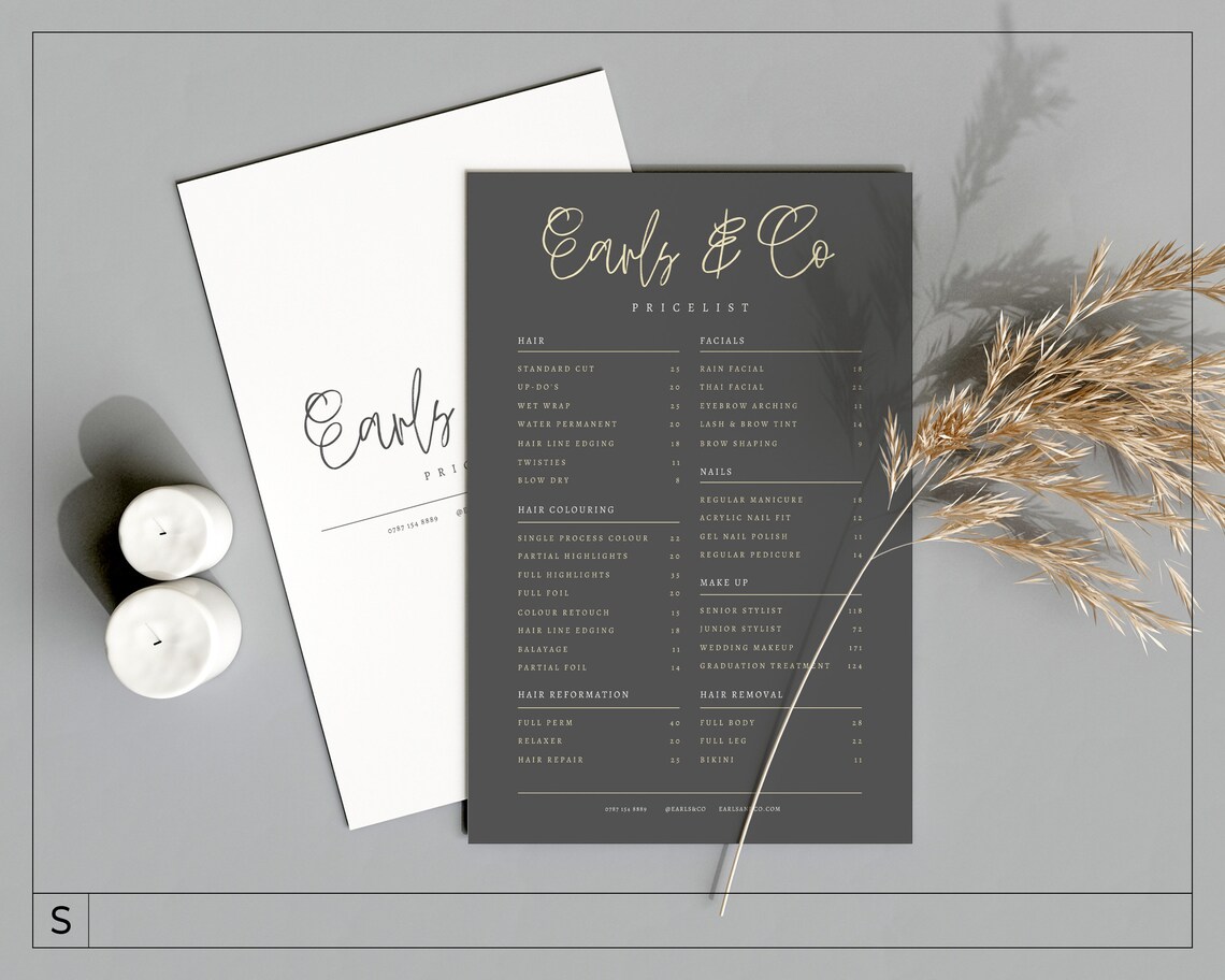 Minimalist Price List Template / Modern Price List Double - Etsy