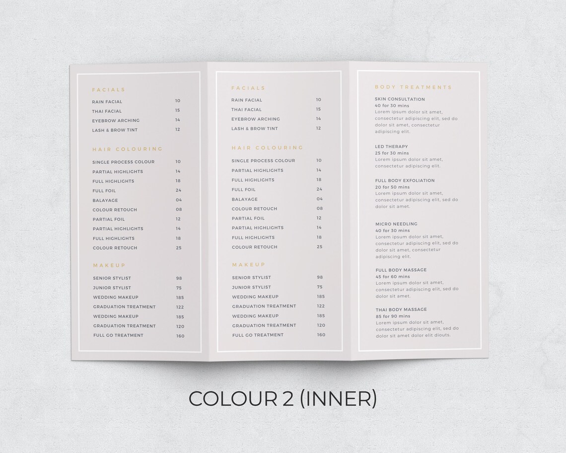 Modern Tri-fold Editable Price List Template / Z Fold Price - Etsy