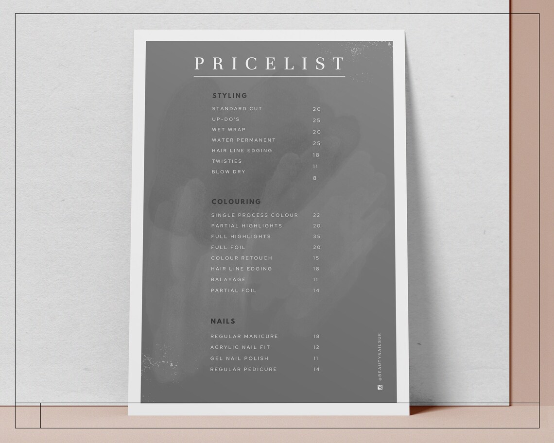 Gold Price List Template / Modern Minimalist Price List Template ...