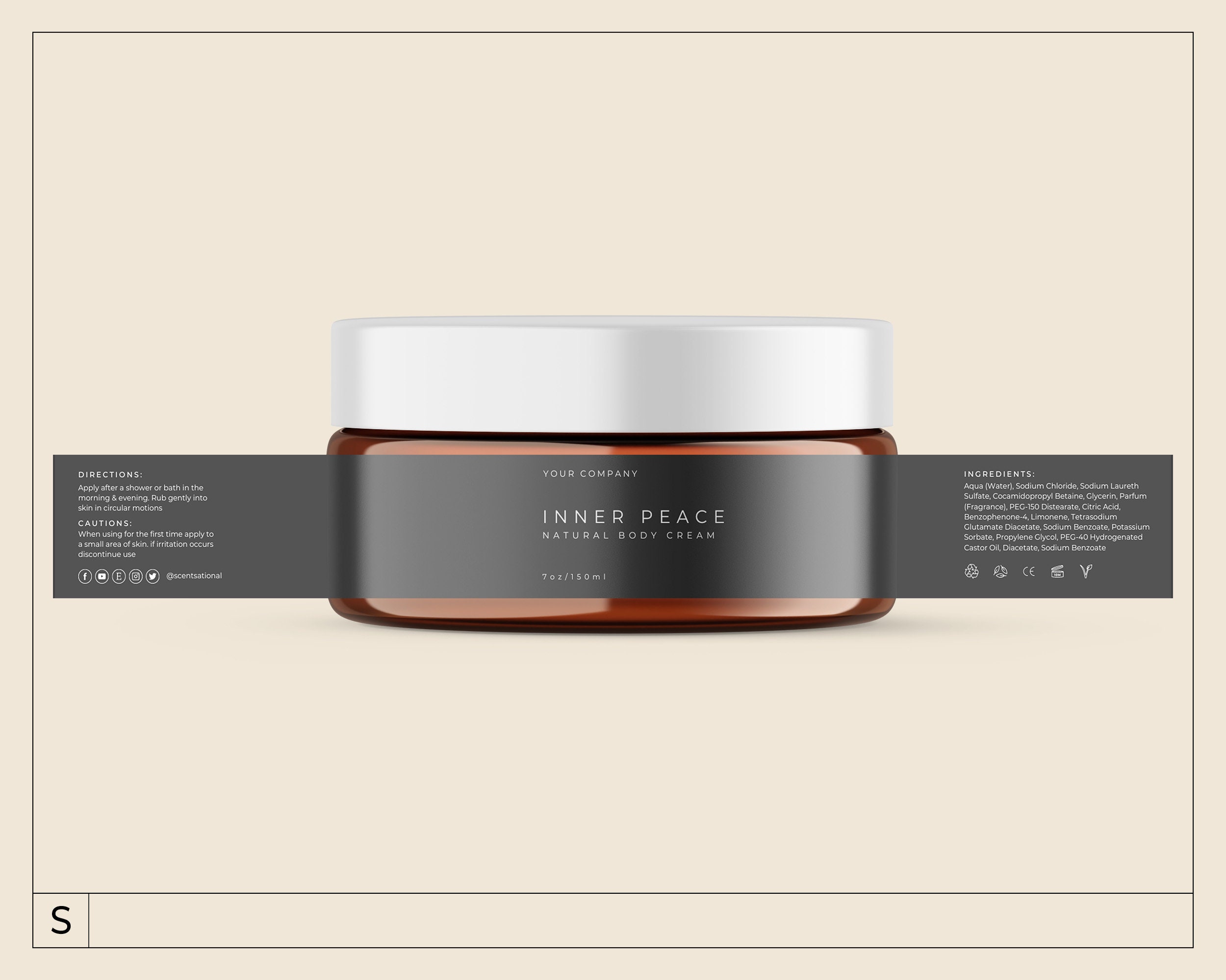 Minimalist Wrap Around Cosmetic Label Template / Editable Wrap Around ...