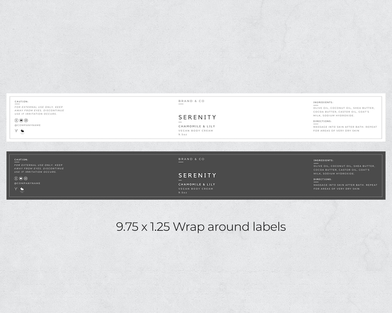 Minimalist Wrap Around Label Template / Editable Product Label - Etsy
