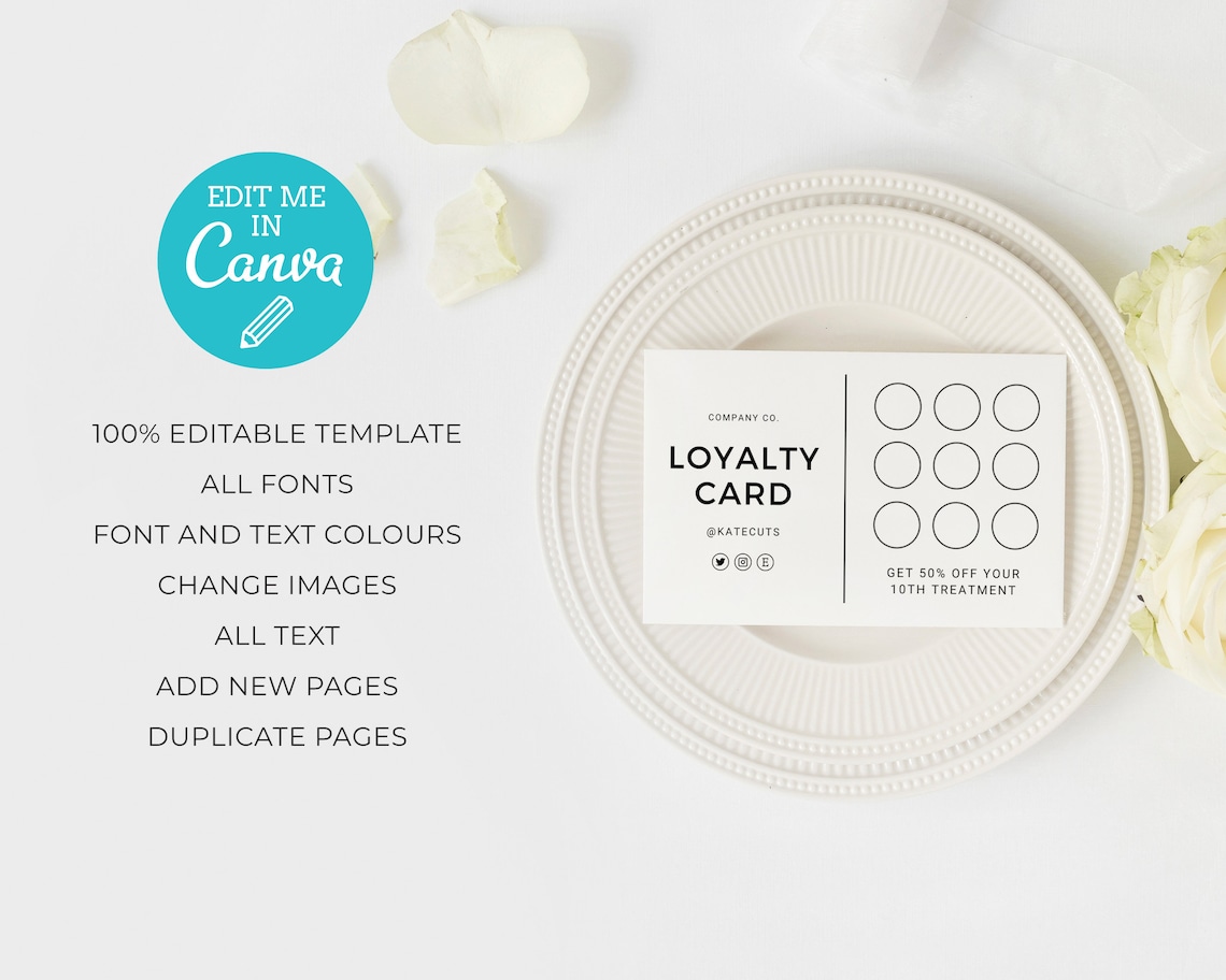 Simple Loyalty Card Template / Modern Rewards Card / Printable | Etsy
