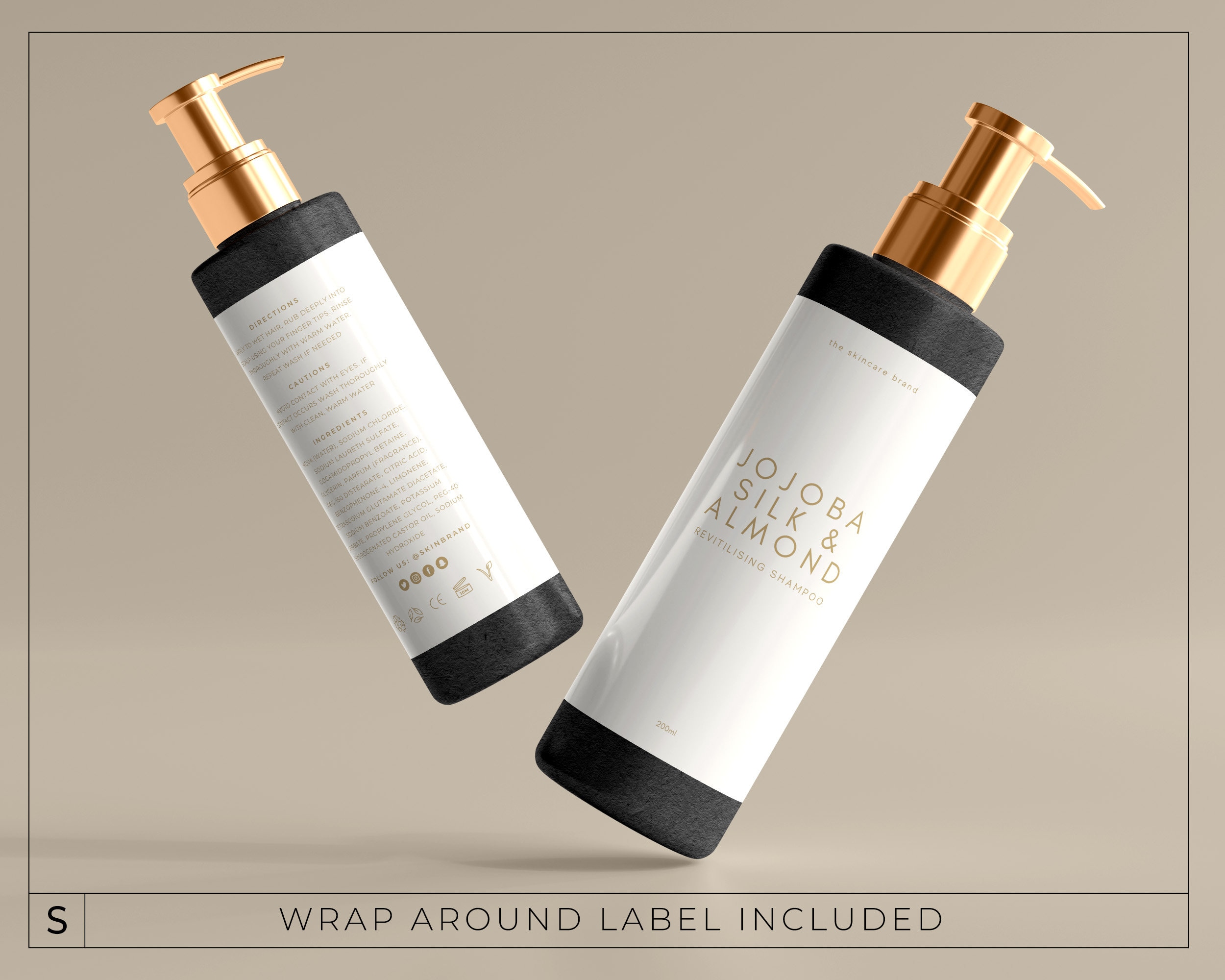 Shampoo Bottle Label Template / Modern Pump Bottle Labels / Cosmetic ...