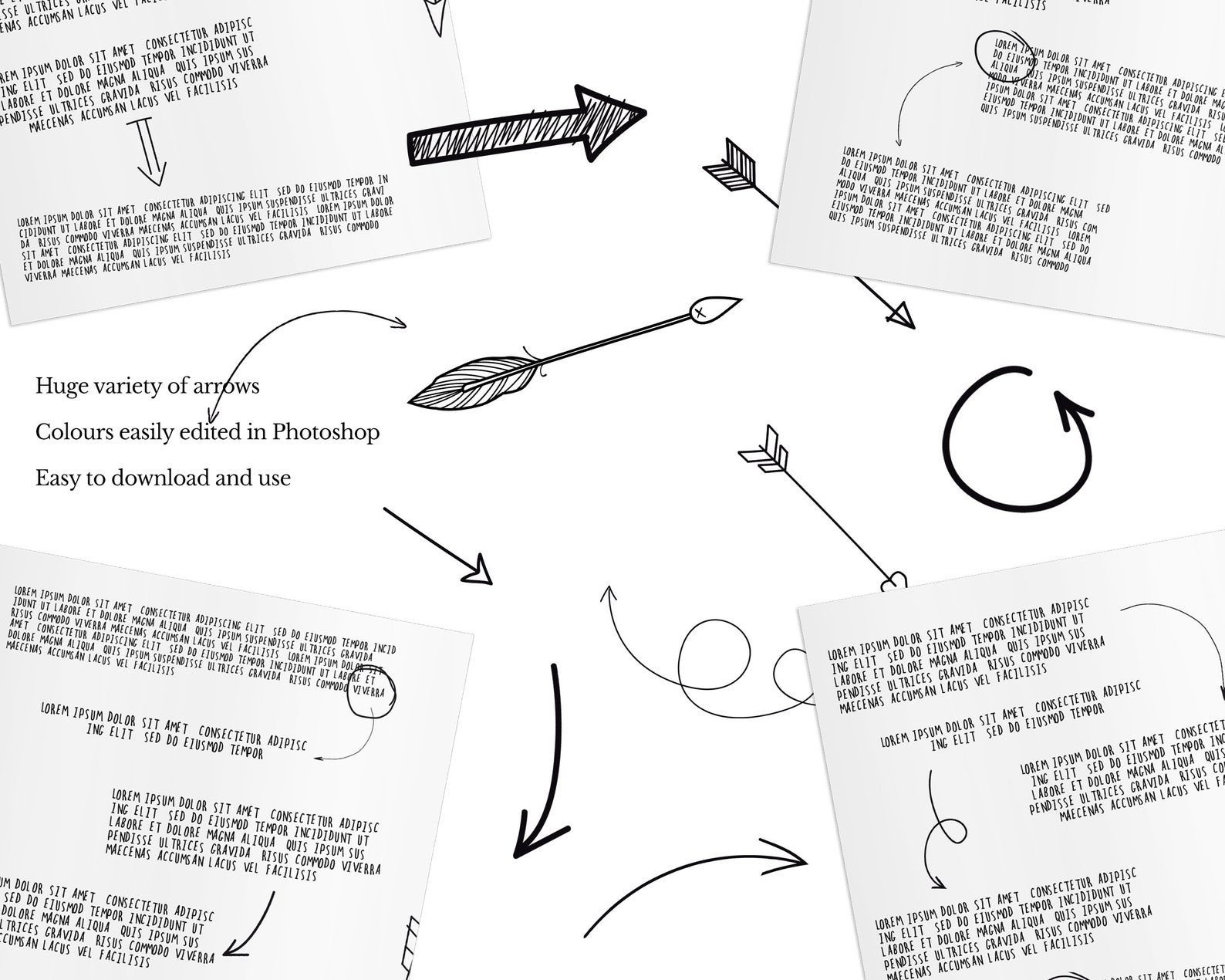 100 Hand Drawn Arrows // Arrow Doodles // Tribal Arrow // | Etsy