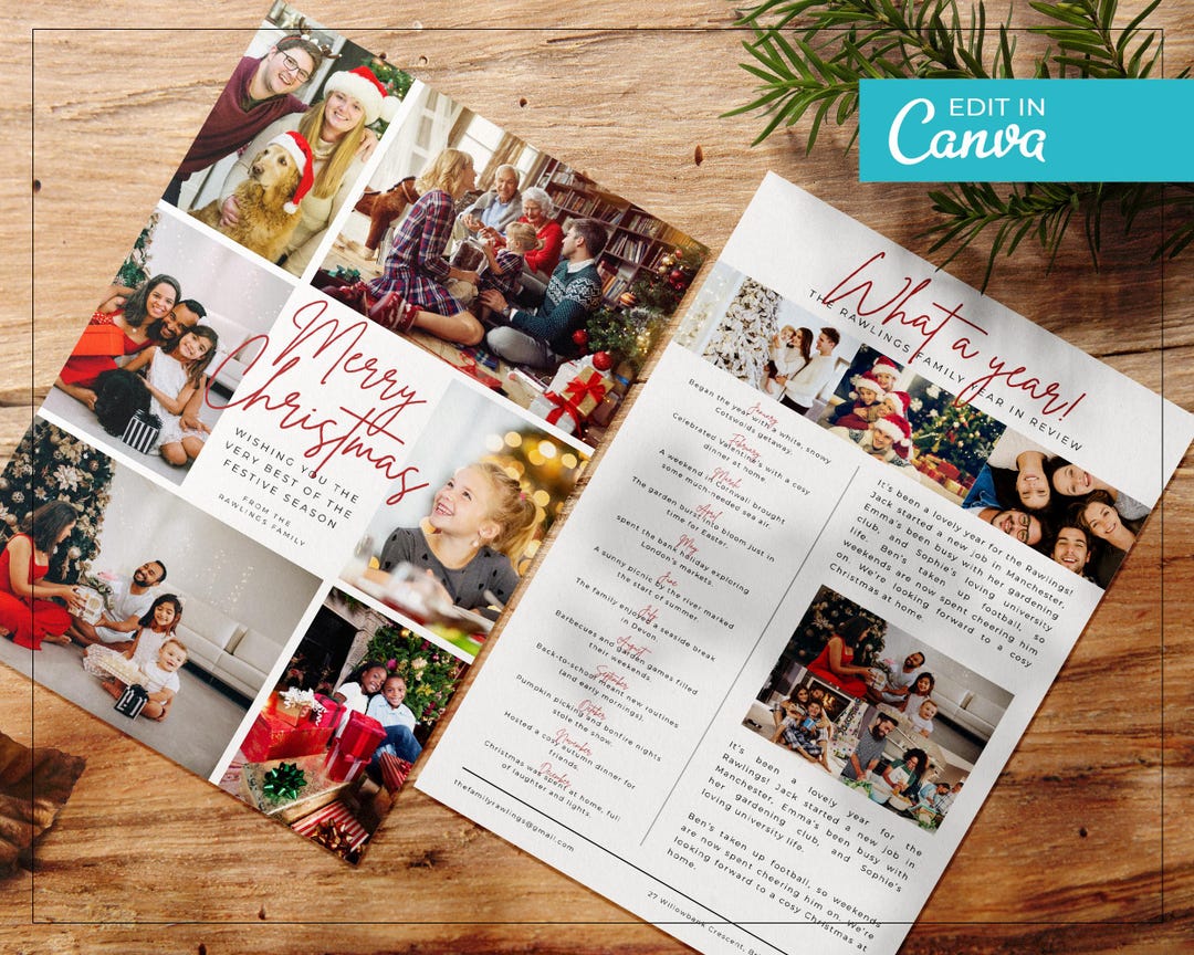 Editable Christmas Photo Collage Card Template / Family Year in Review ...