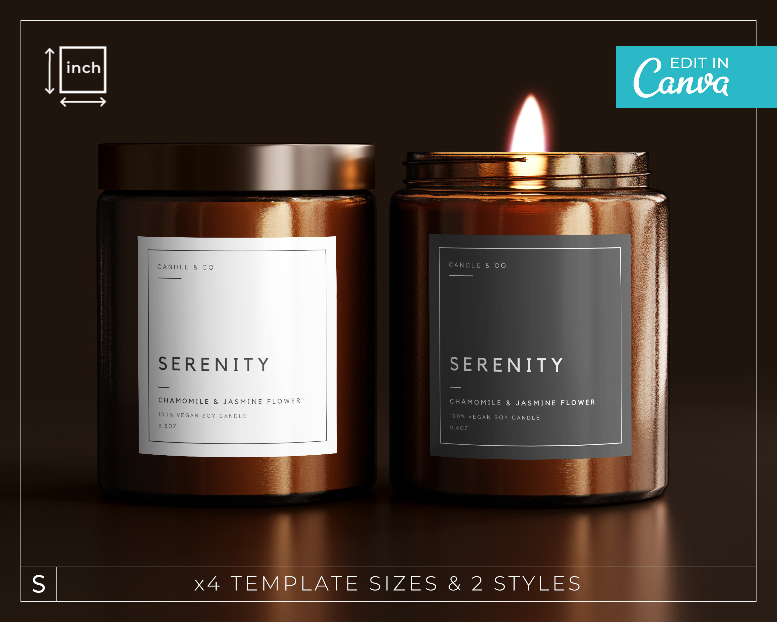 Minimalist Black and White Candle Label Template / Editable - Etsy