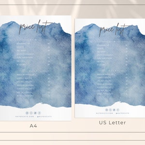 Price List Template / Watercolour Price List / Modern Price List ...