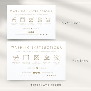 Minimalist Washing Instructions Card Template / Editable Clothing Care ...