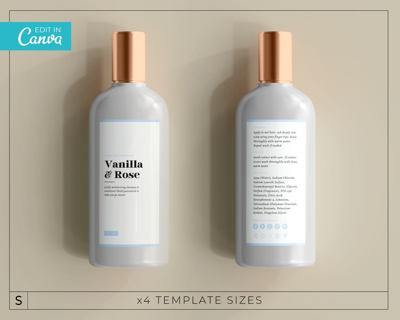 Shampoo Bottle Label Template / Product Labels / Tall Bottle - Etsy