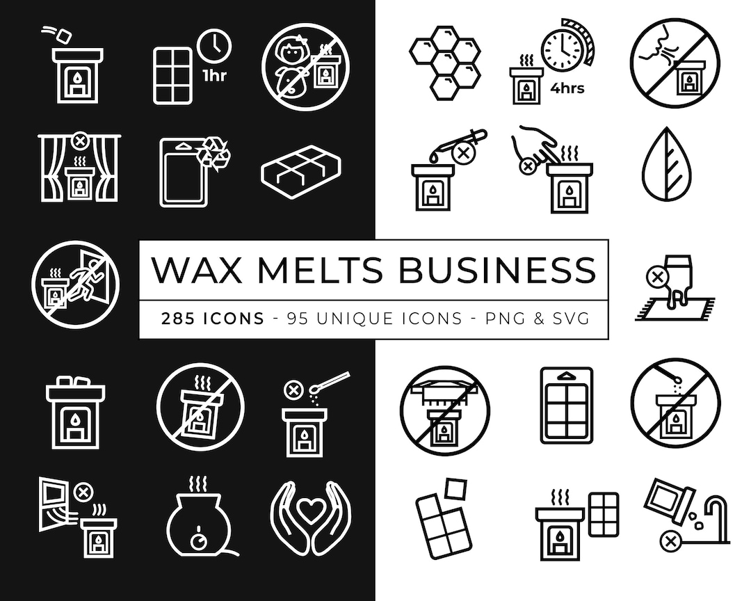 Wax Melt Icons / Wax Melts Care Icons / Wax Melt Warning Icons / Wax ...