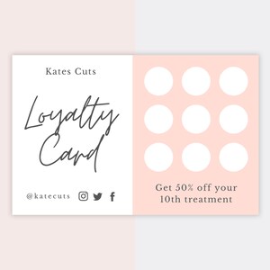 Pink Loyalty Card Template / Modern Rewards Card / Single Sided ...