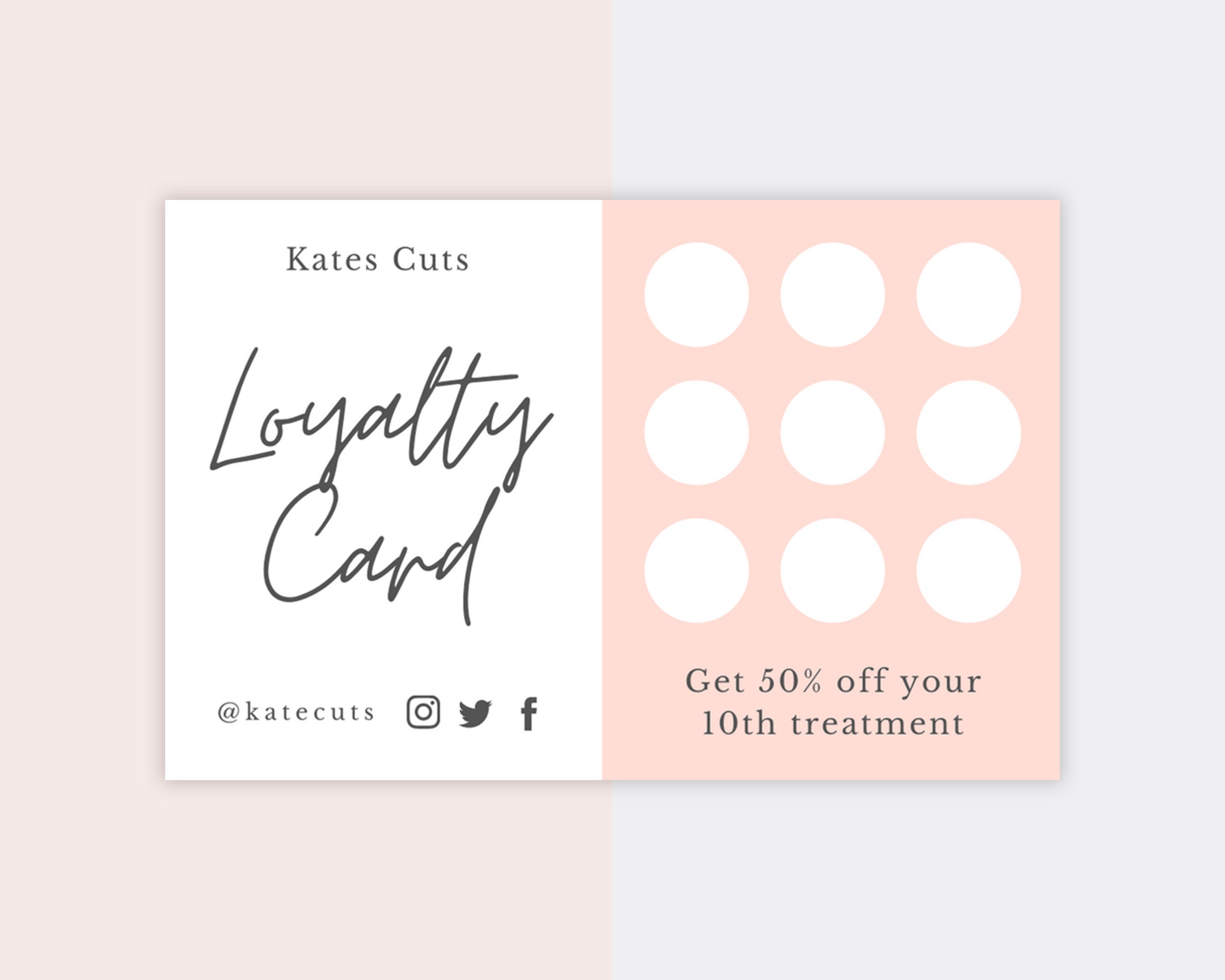 Pink Loyalty Card Template / Modern Rewards Card / Single - Etsy