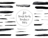 30 Brush Stroke Brushes // Photoshop Brushes // PNG Brush Mark - Etsy
