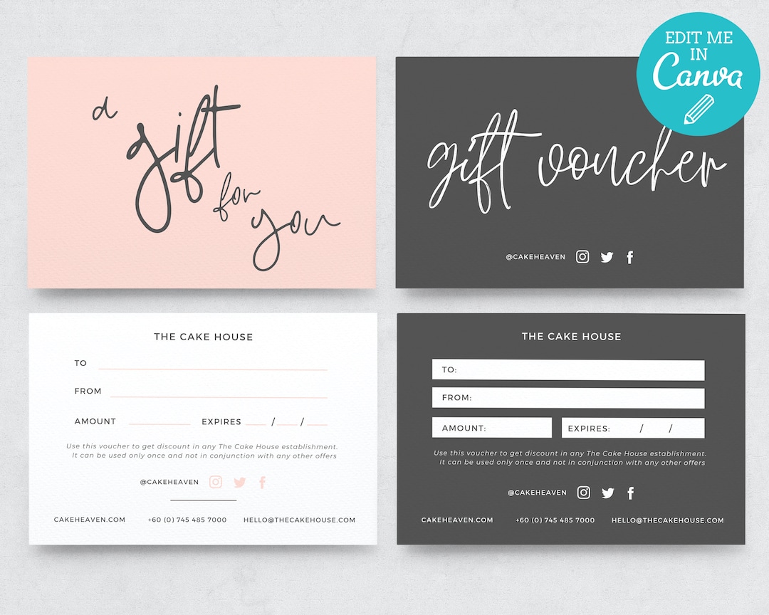 Gift Voucher Template / Editable Gift Certificate Template / Printable ...