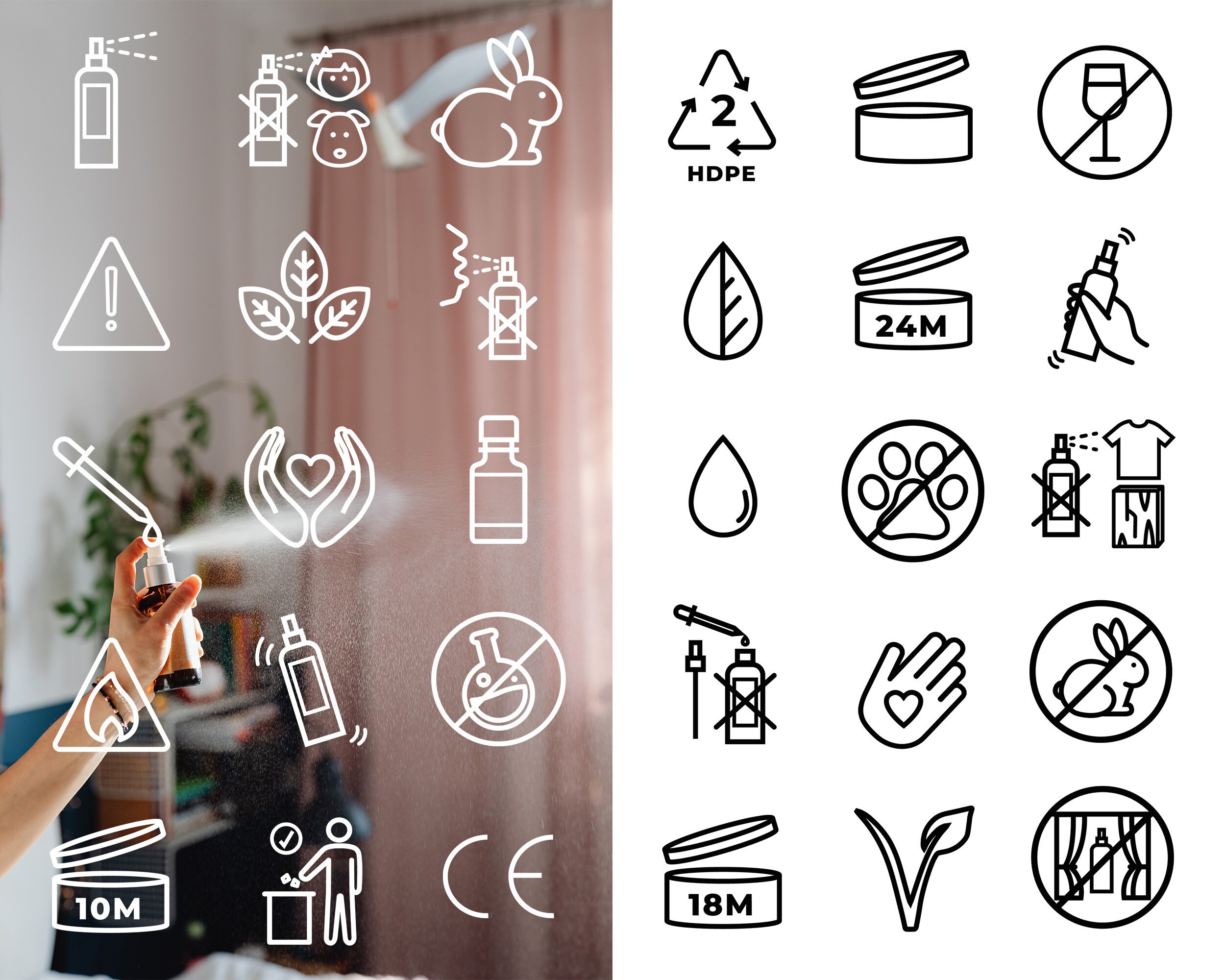 Room Spray Icons / Room Fragrance Care Icons / Perfume Warning Icons ...