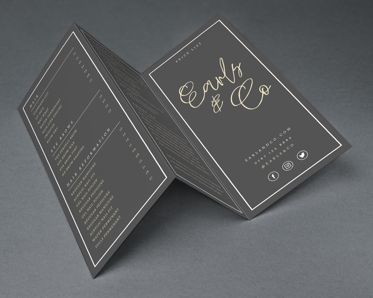 Minimalist Tri-fold Editable Price List Template / Z Fold Gold Price ...