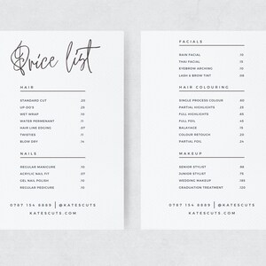 Minimalist Editable Price List Template // Modern Price List | Etsy
