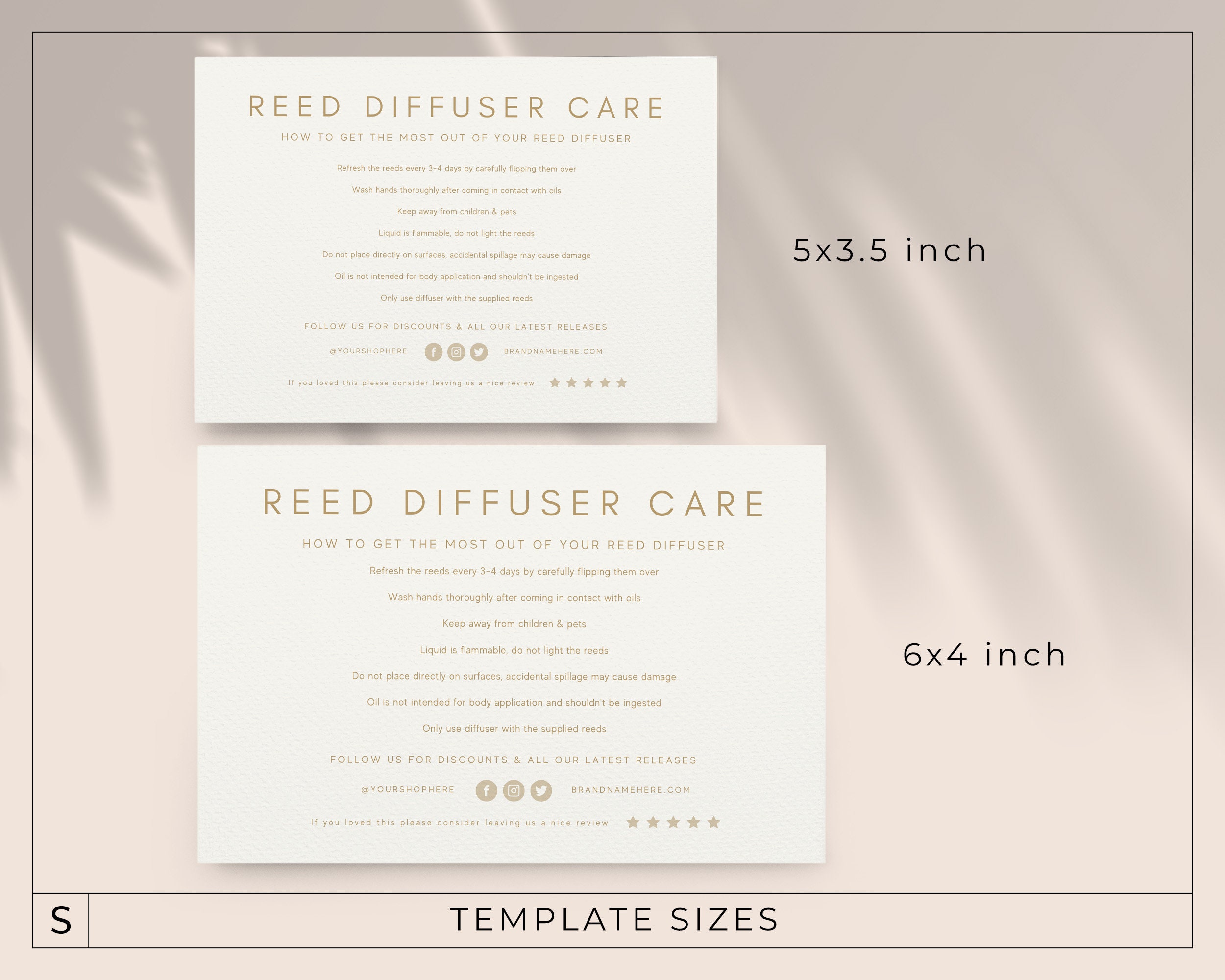 Minimalist Reed Diffuser Care Card Template / Editable - Etsy
