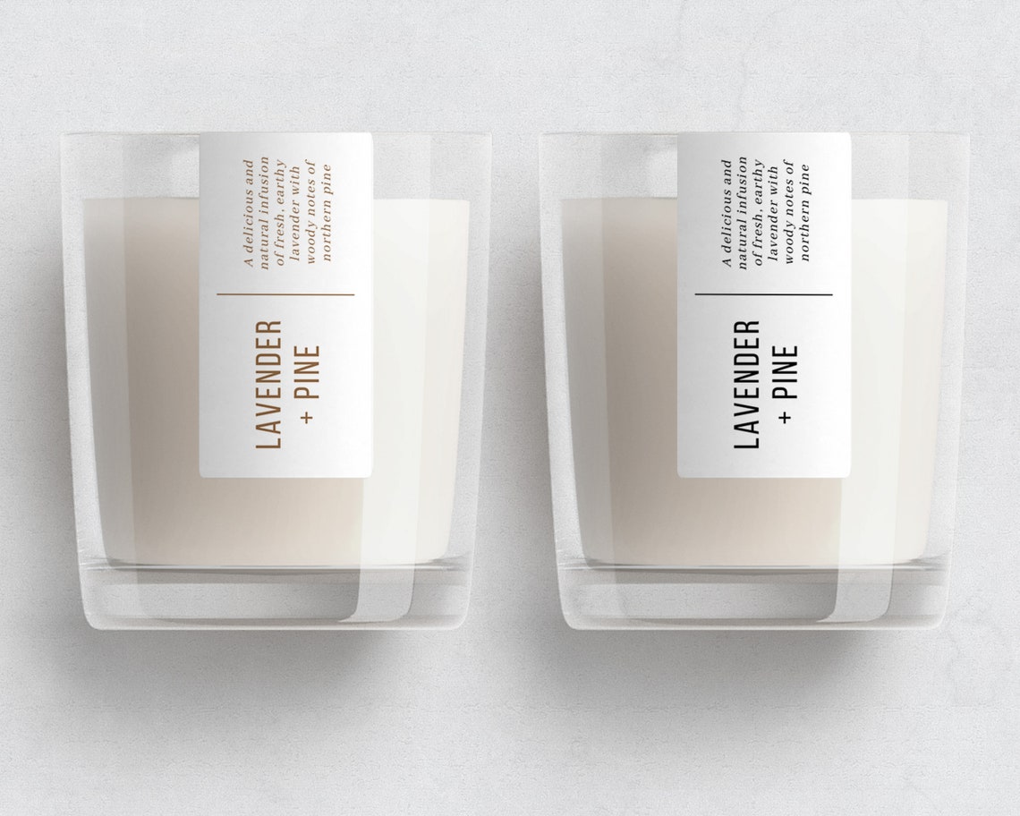 Modern Slim Candle Label Template / Natural Thin Candle Labels ...
