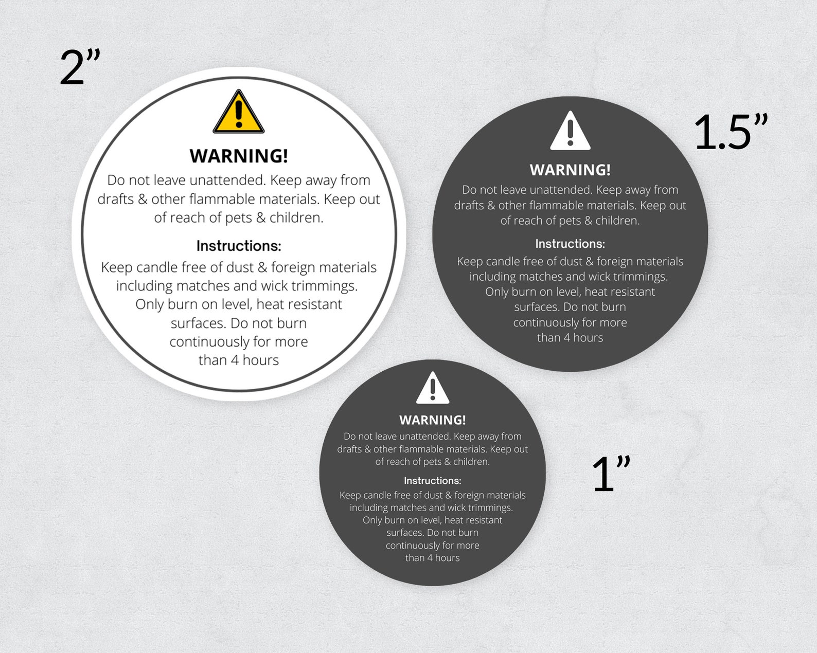 Candle Warning Labels / Editable Circular Labels / Labels for | Etsy