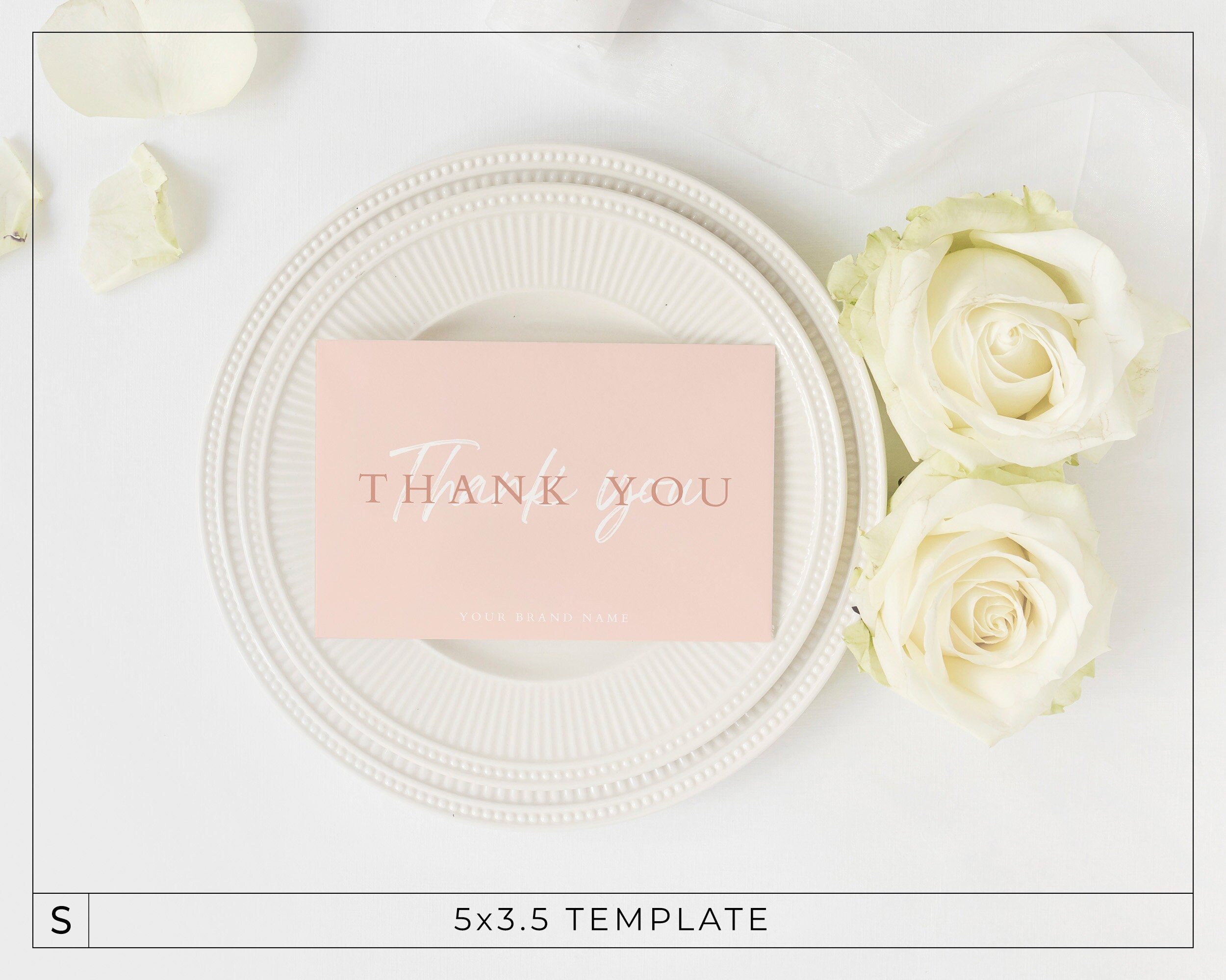 Pink Thank You Card Template Canva / Editable Thankyou Card Template ...