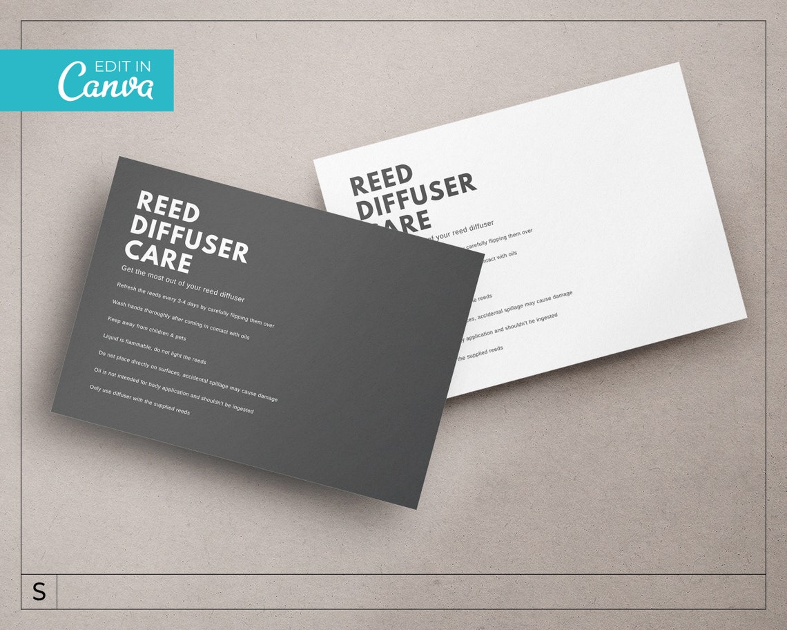 Modern Reed Diffuser Care Card Template / Editable Diffuser ...