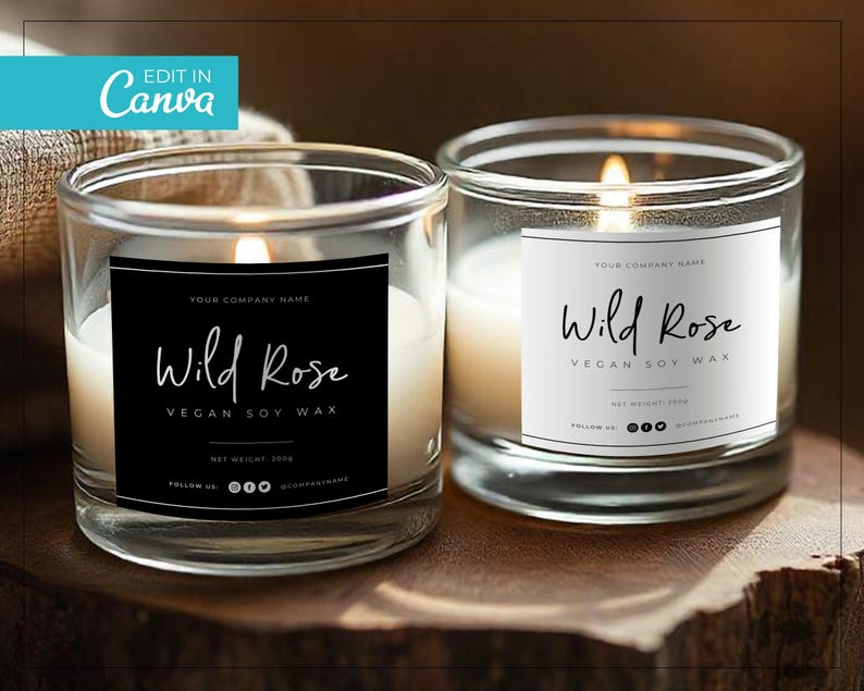 Simple Candle Label Template / Editable Canva Design for Minimalist ...