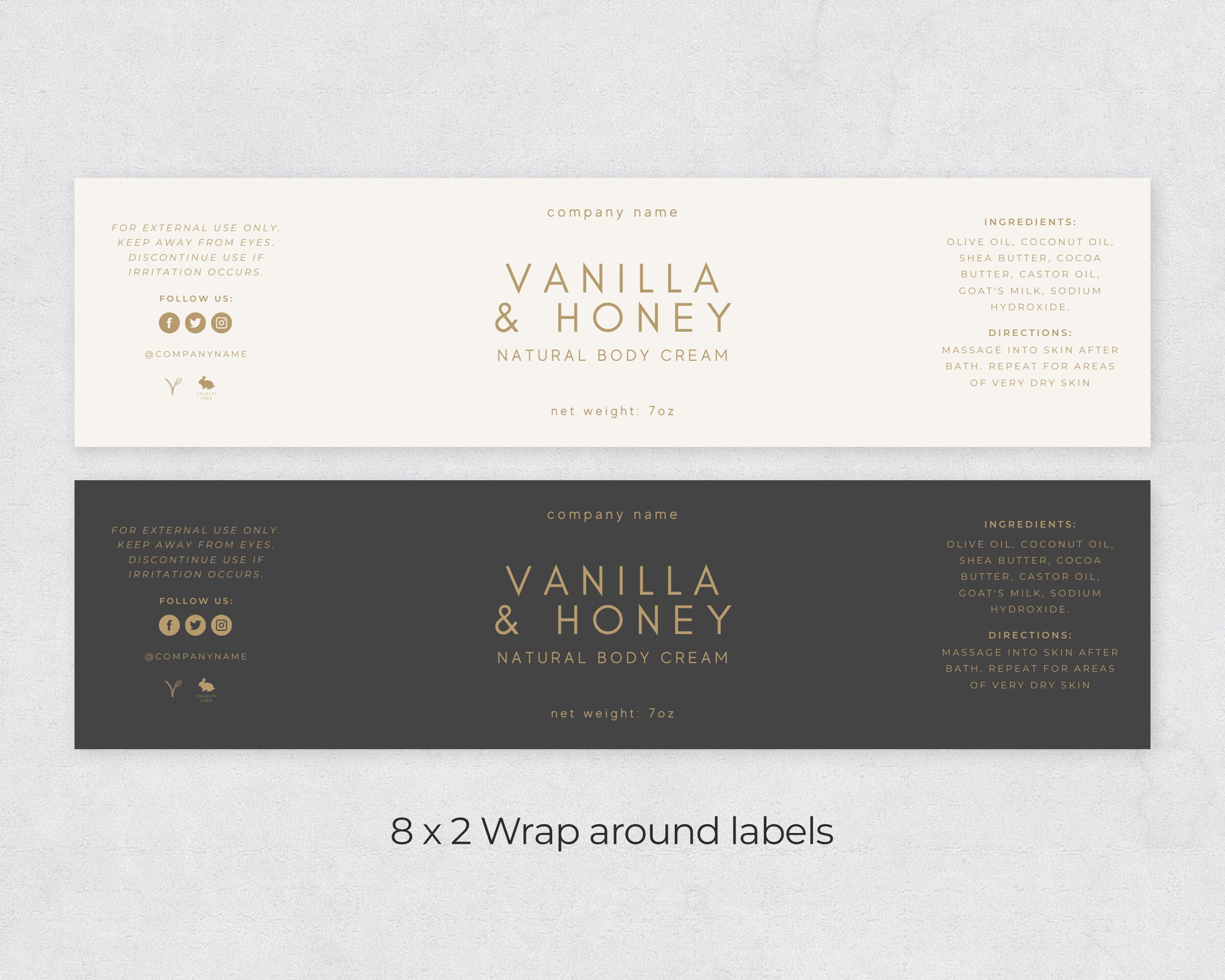 Gold Product Label Template / Editable Wrap Around Label | Etsy UK