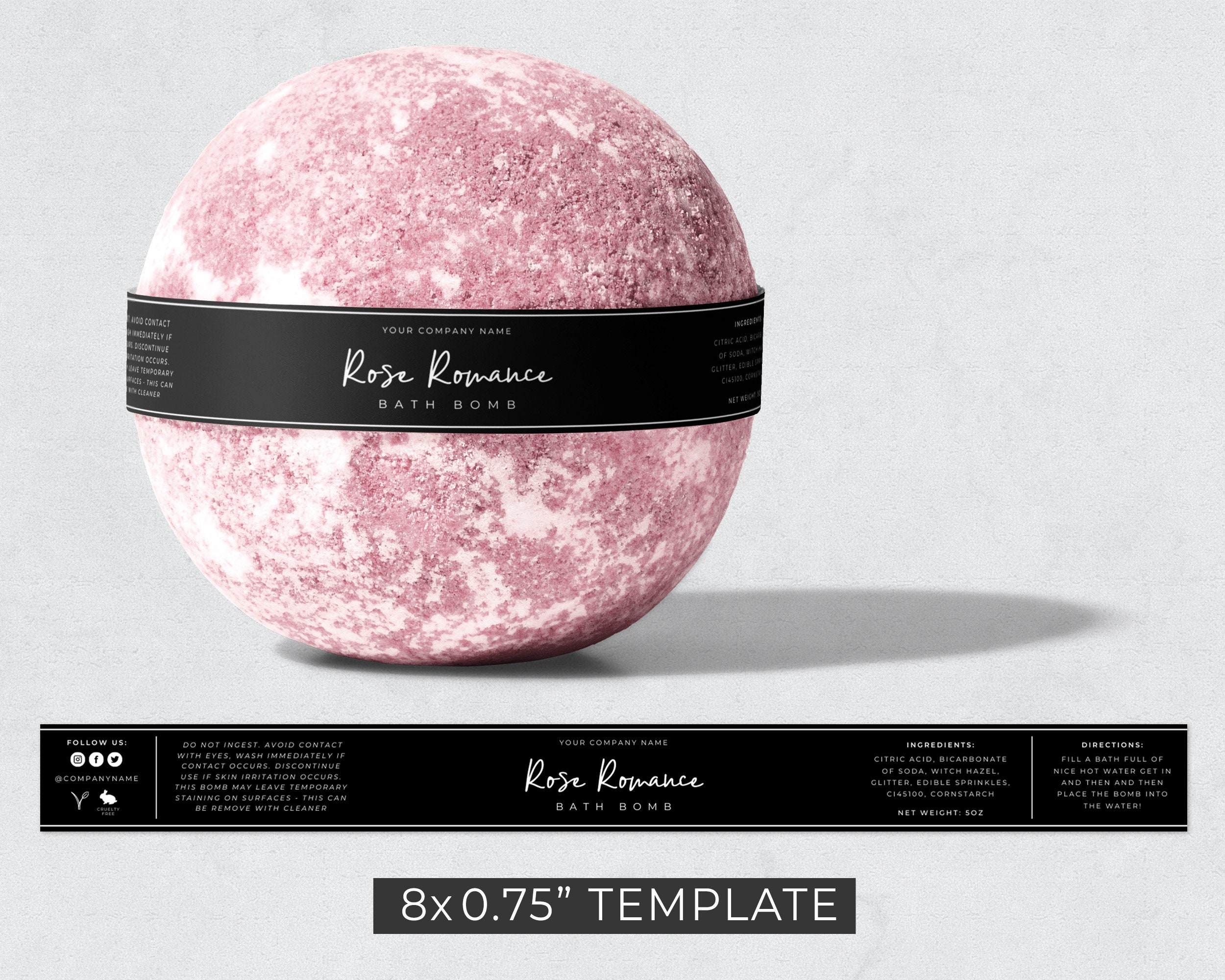 Black & White Bath Bomb Label Template / Editable Label | Etsy