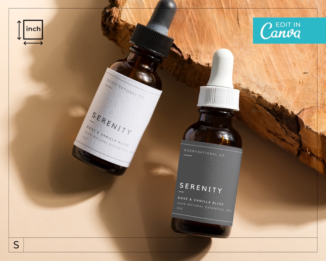 Minimalist Essential Oil Bottle Labels / Editable Dropper Bottle Labels ...