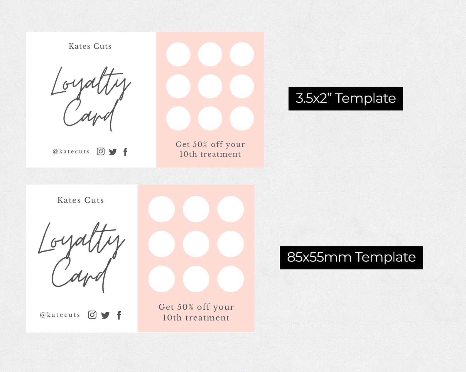 Pink Loyalty Card Template / Modern Rewards Card / Single - Etsy