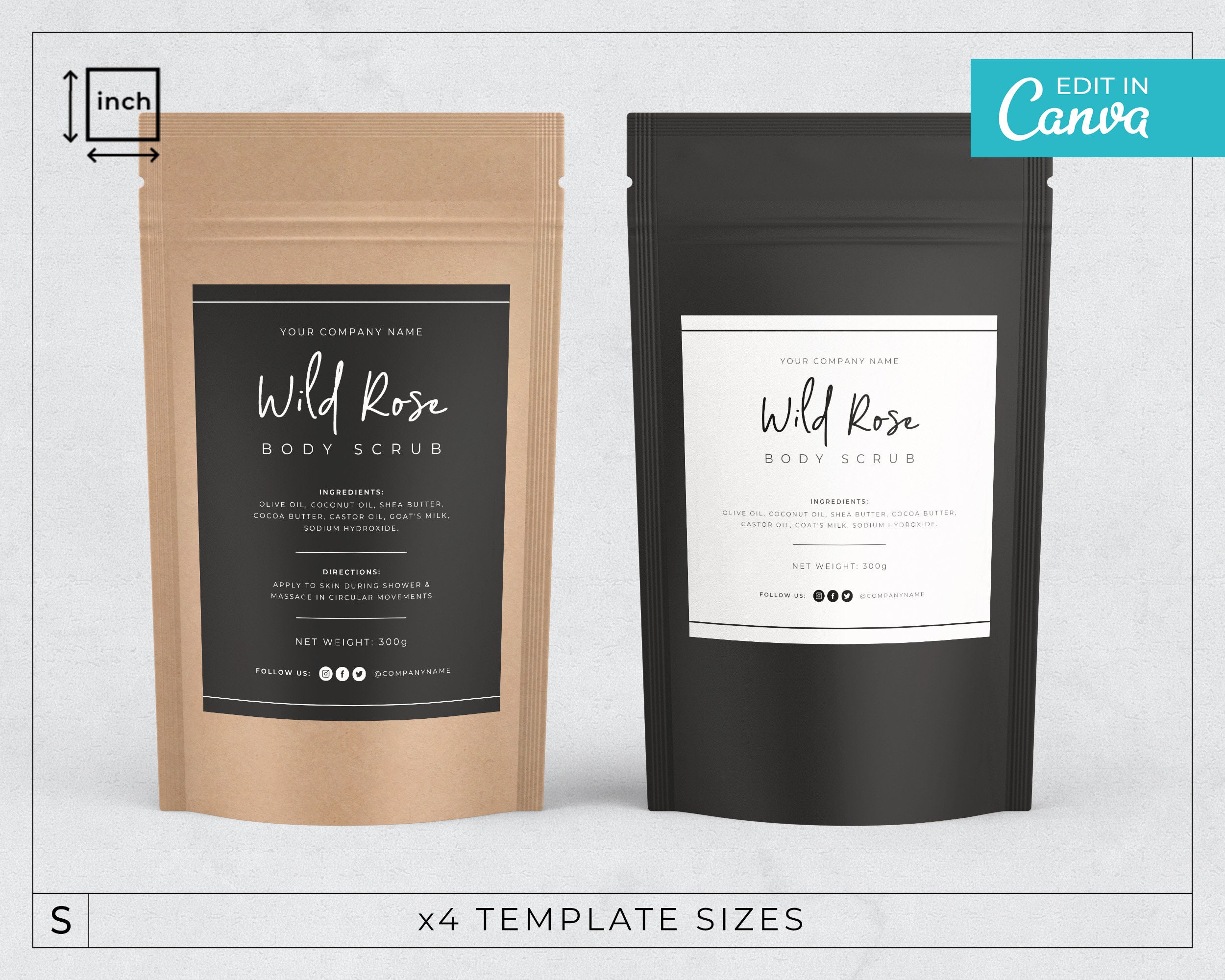 Black & White Pouch Label Template / Beauty Product Label Template ...