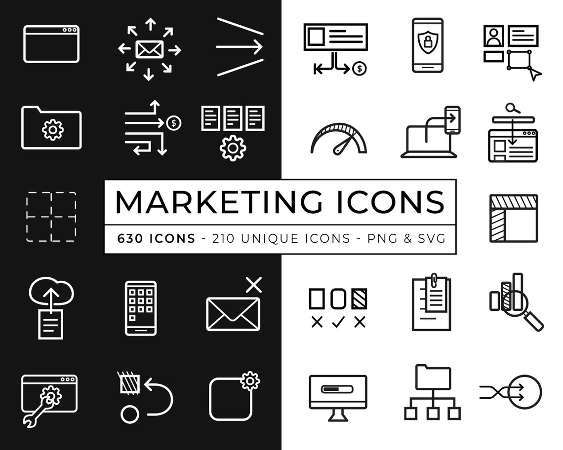 Marketing Icon Pack / 630 Digital Marketing Icons / UX Icons / - Etsy