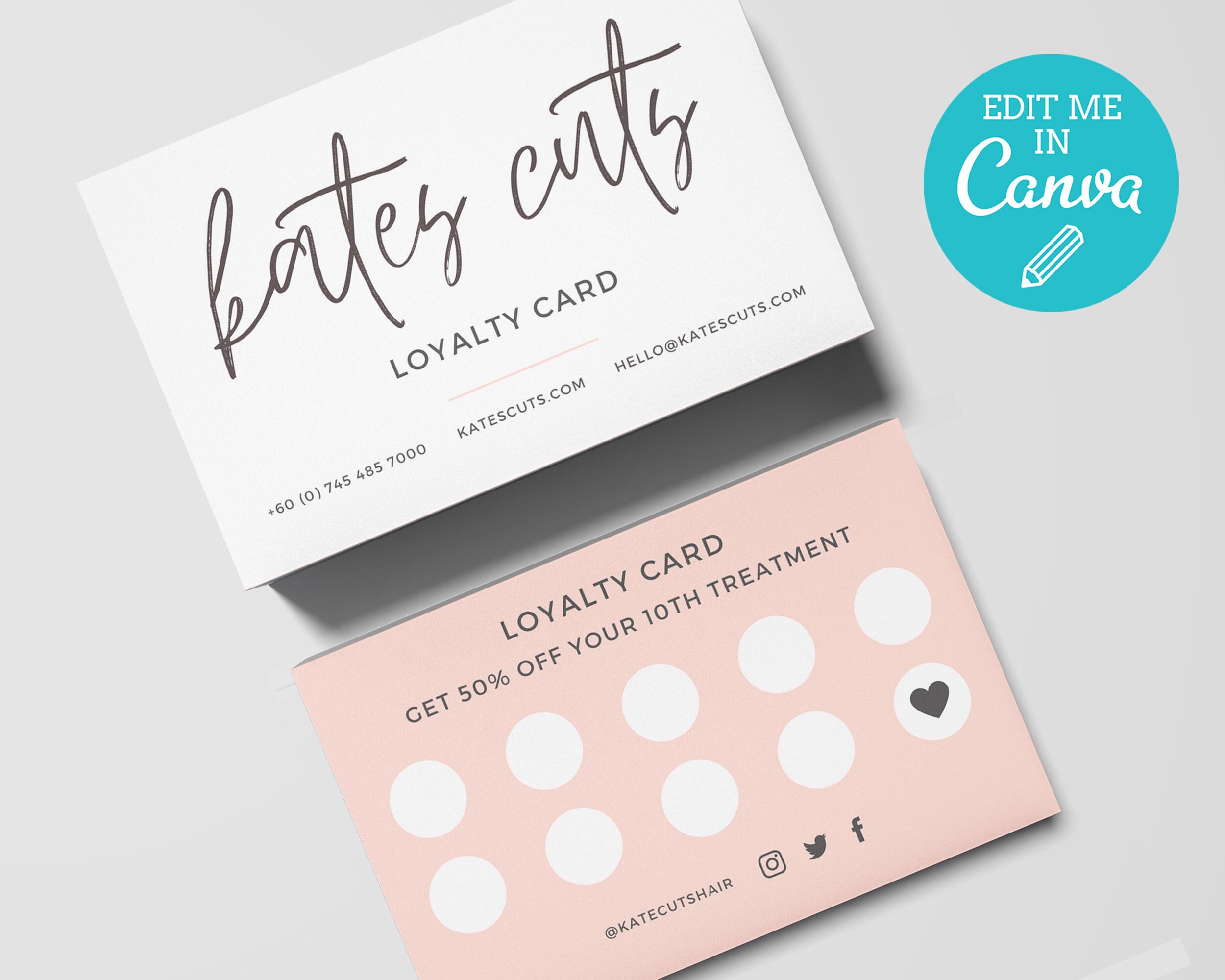 Loyalty Card Template / Modern Pink Rewards Card / Printable Loyalty ...