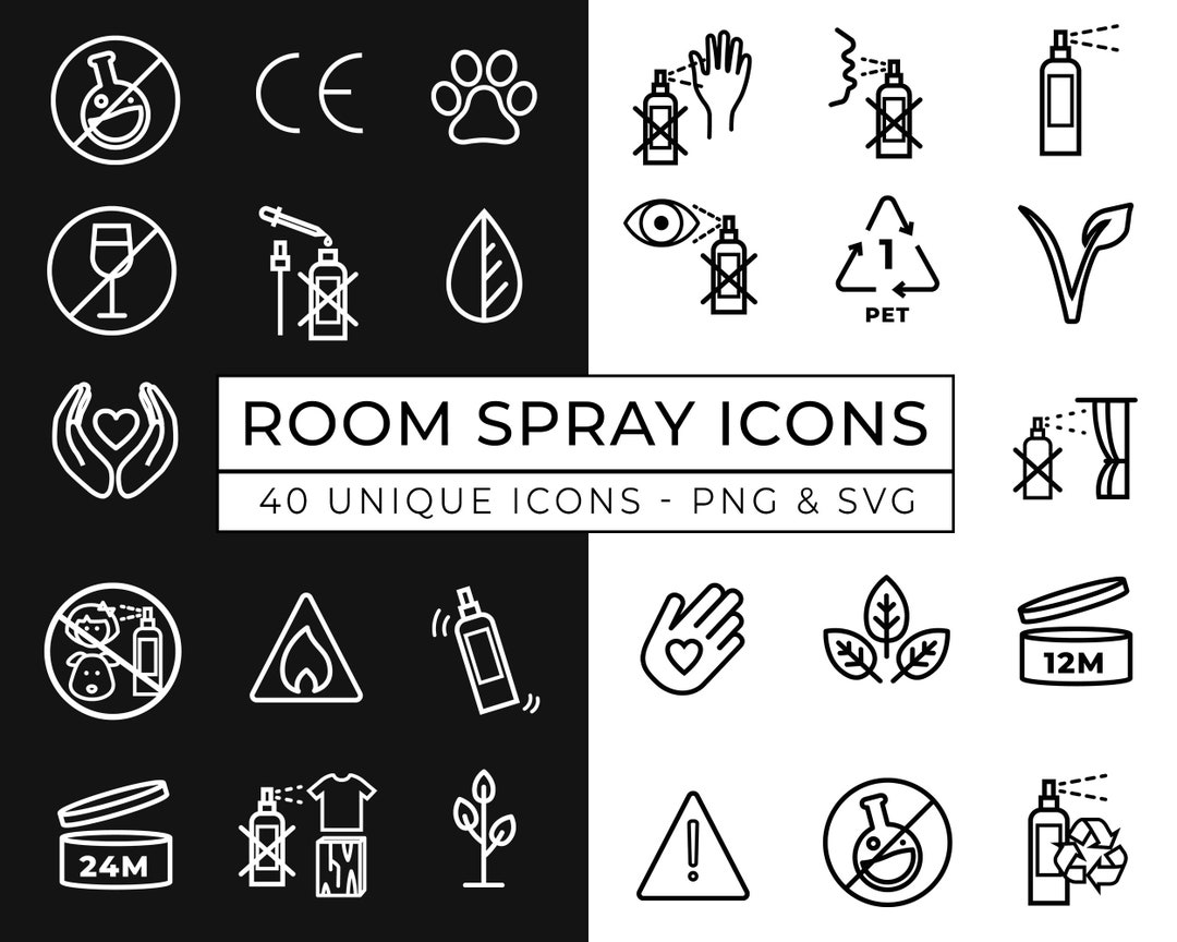 Room Spray Icons / Room Fragrance Care Icons / Perfume Warning Icons ...