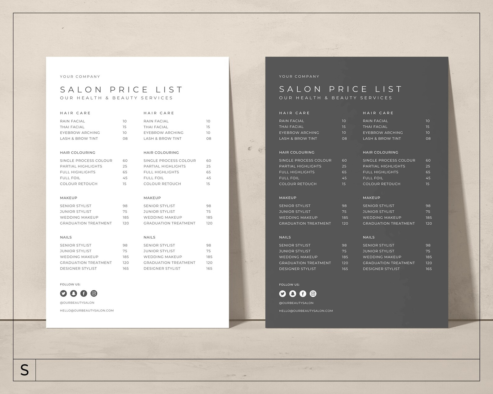Minimalist Price List Template / Modern Price List Template / - Etsy