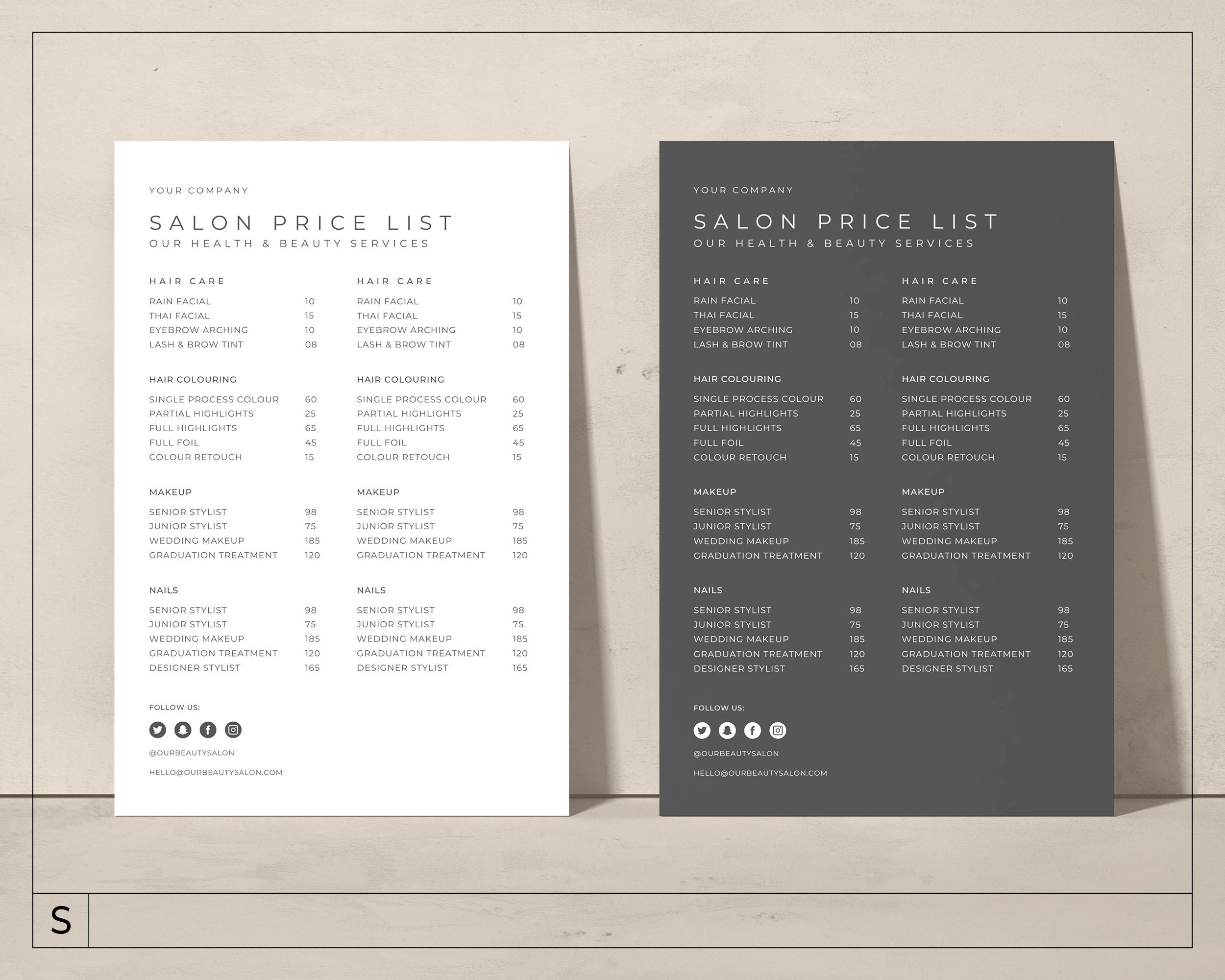 Minimalist Price List Template / Modern Price List Template / - Etsy