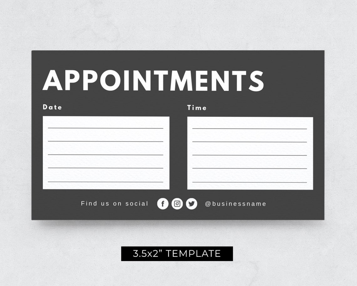 Big & Bold Appointment Card Template / Editable Appointment - Etsy