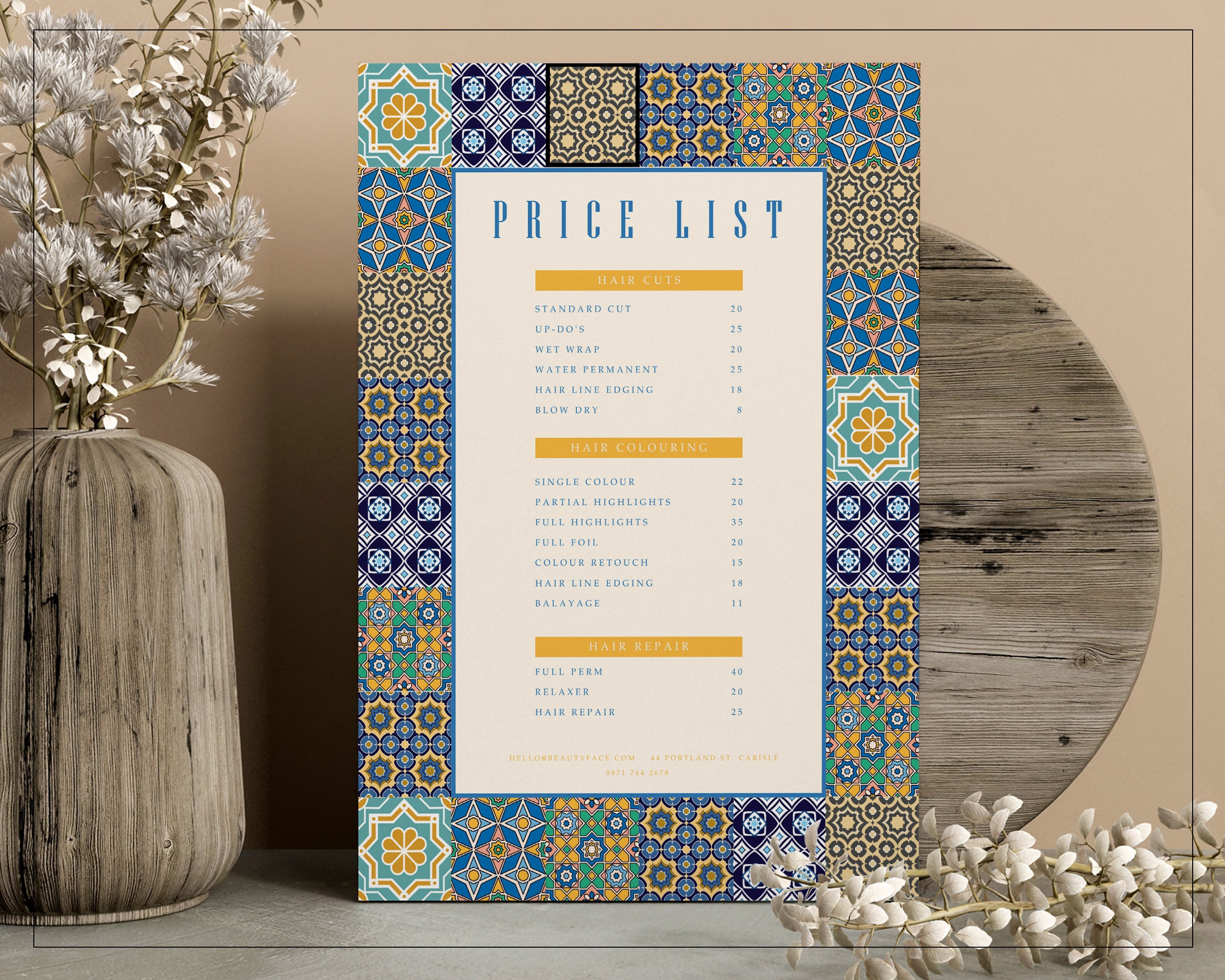 Moroccan Price List Template / Arabic Price List Template ...