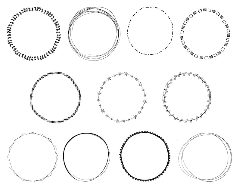 40 Doodle Borders Circles // Hand Drawn Wreaths // Doodle Wreaths ...